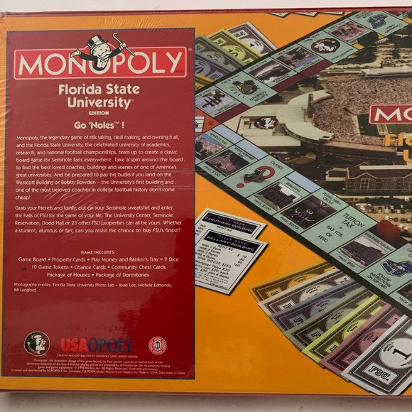 Hasbro | Games | Vintage Monopoly Florida State University Edition 998 ...
